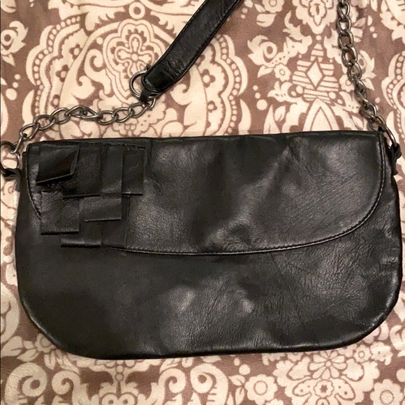 NAF NAF | Bags | Naf Naf Sheep Leather Black Chained Purse | Poshmark